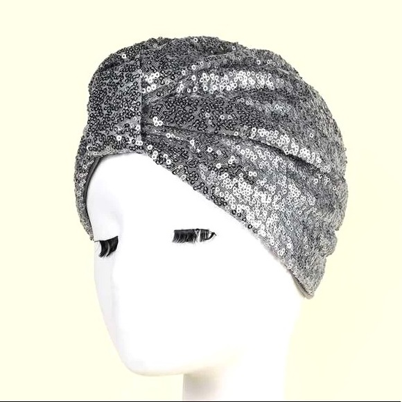boutique | Accessories | Silver Sequin Turban Head Wrap Vintage Retro ...